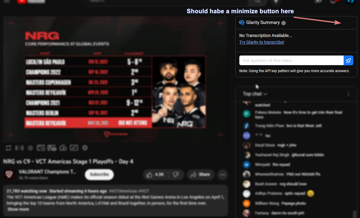 Add option to minimize the Glarity for Youtube · Issue #105 · sparticleinc/chatgpt-google ...
