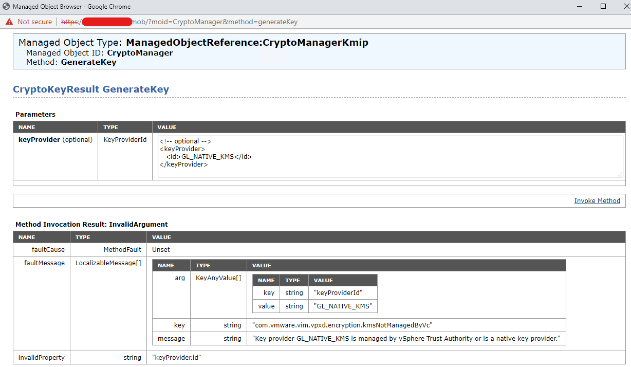 Unable to use `vim.encryption.CryptoManagerKmip.GenerateKey()` with native key provider! · Issue ...