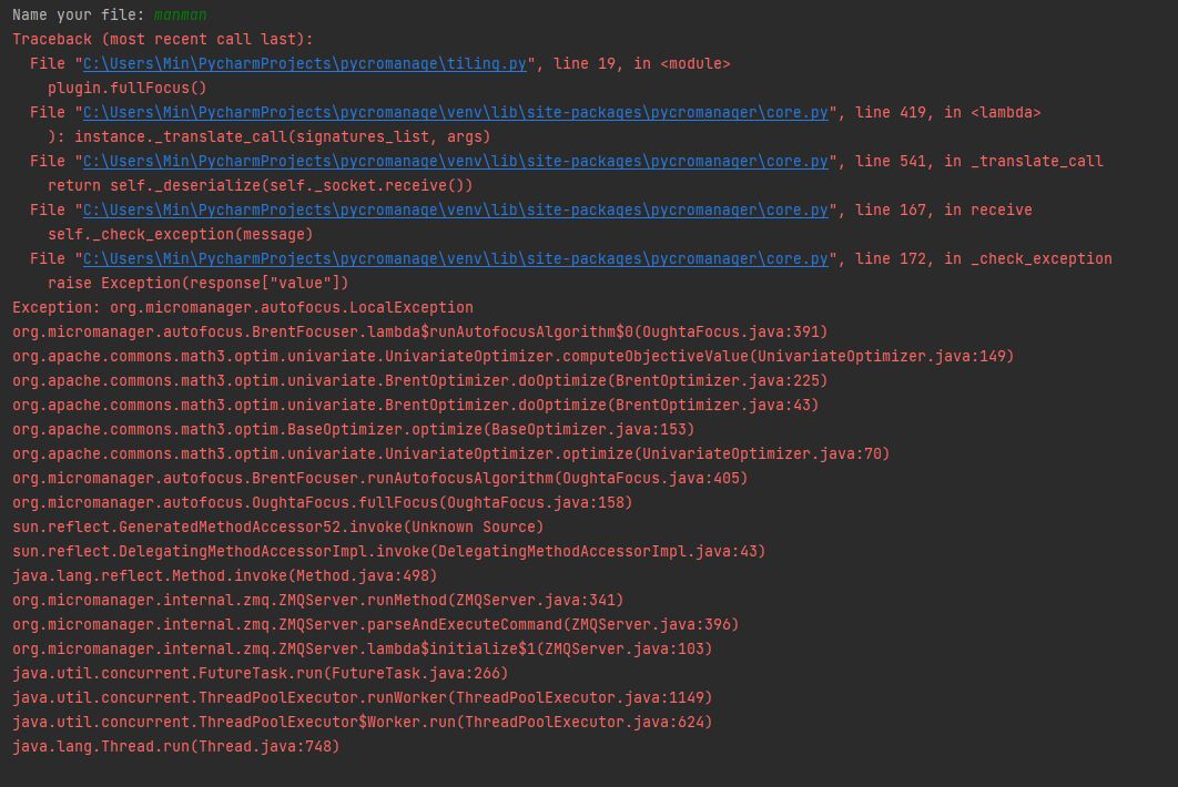 Error running Autofocus with XY tiling feature · Issue #316 · micro-manager/pycro-manager · GitHub