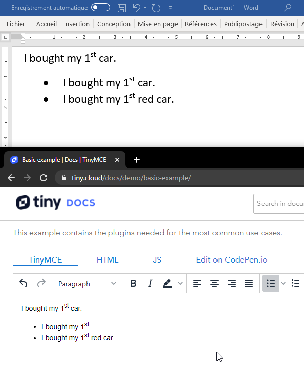 Word removed when a with and "." is pasted from MS Word · Issue #6782 · tinymce/tinymce · GitHub