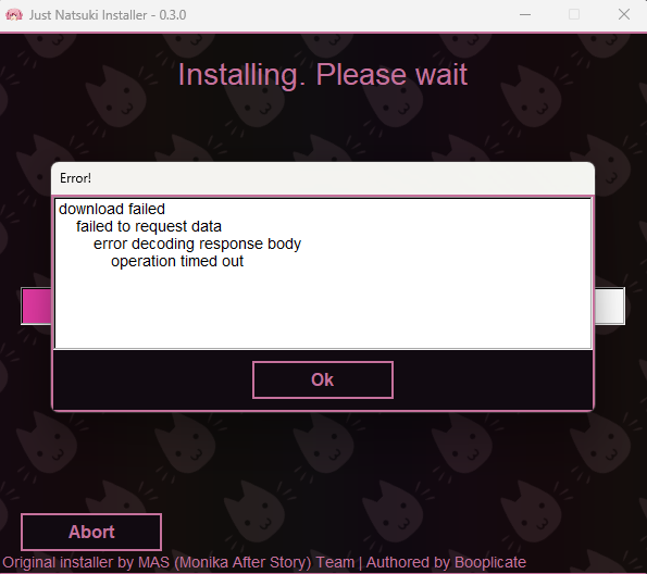[ BUG REPORT ] - v1.3.2 Downloading failure · Issue #832 · Just-Natsuki-Team/NatsukiModDev · GitHub