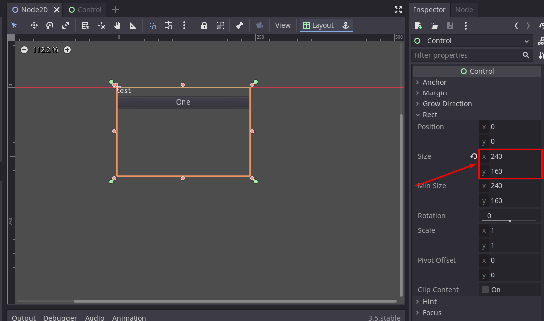 Control node resize in the editor when animation player plays an animation · Issue #65530 ...