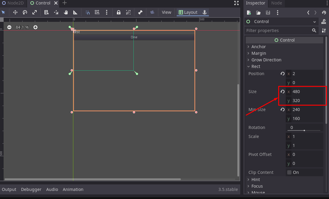 Control node resize in the editor when animation player plays an animation · Issue #65530 ...