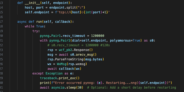 [🐛BUG] [error] [WCF] [rpc_server.cpp::372::PushMessage] nng_send: Timed out · Issue #63 ...