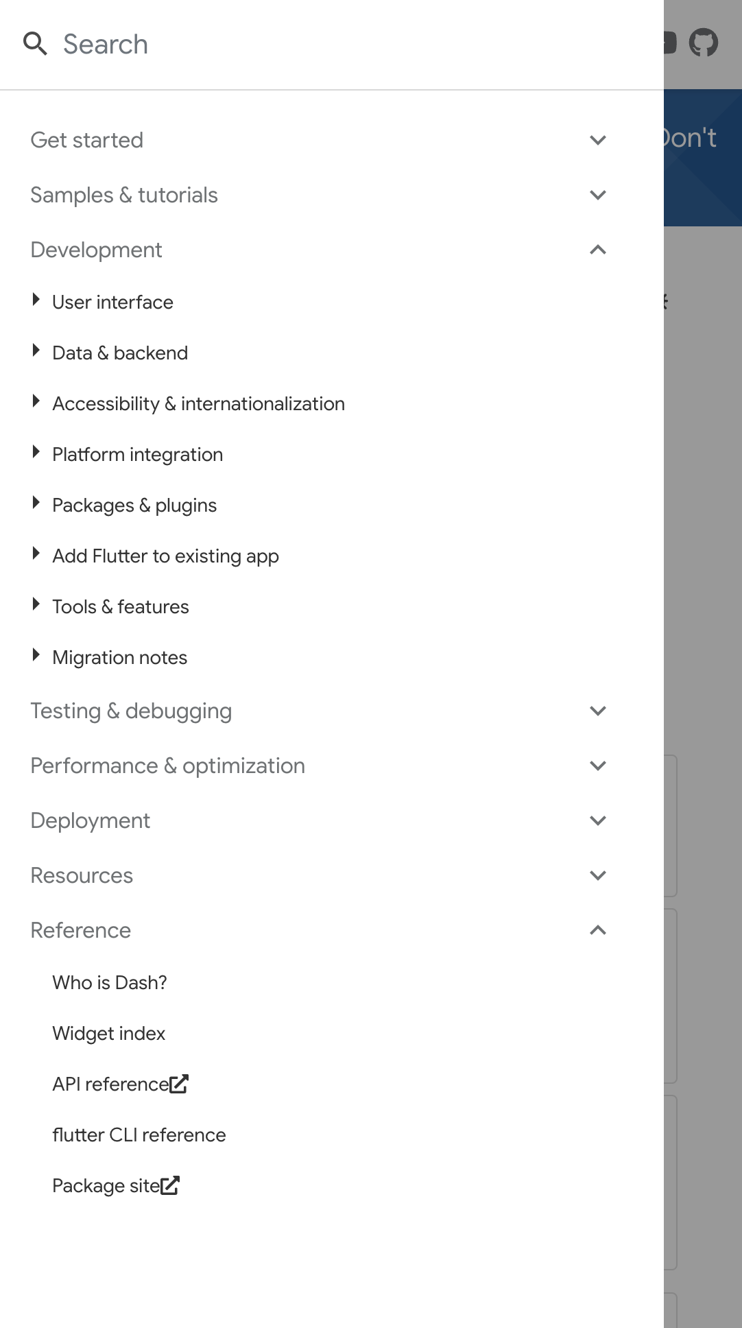 Unify flutter.dev and docs.flutter.dev nav bar / hamburger menus ...