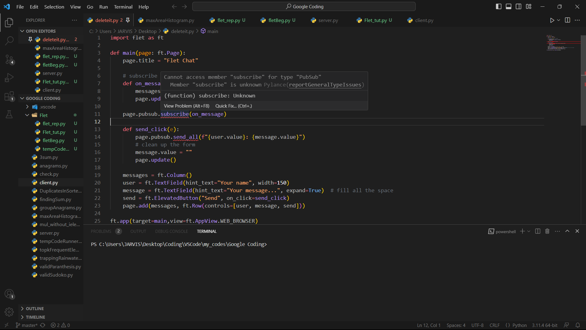 The property Pubsub has no functions · Issue #1701 · flet-dev/flet · GitHub