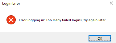 It says "too many failed logins, try again later". I waited 50 minutes ...