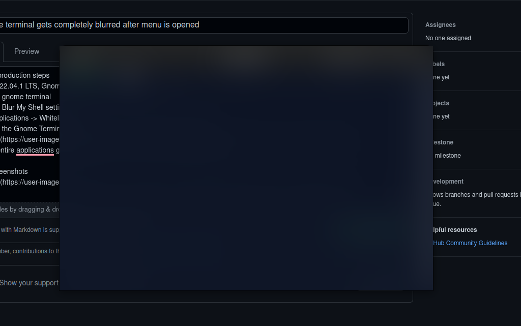 Some gnome apps get completely blurred after menu is opened · Issue #359 · aunetx/blur-my-shell ...