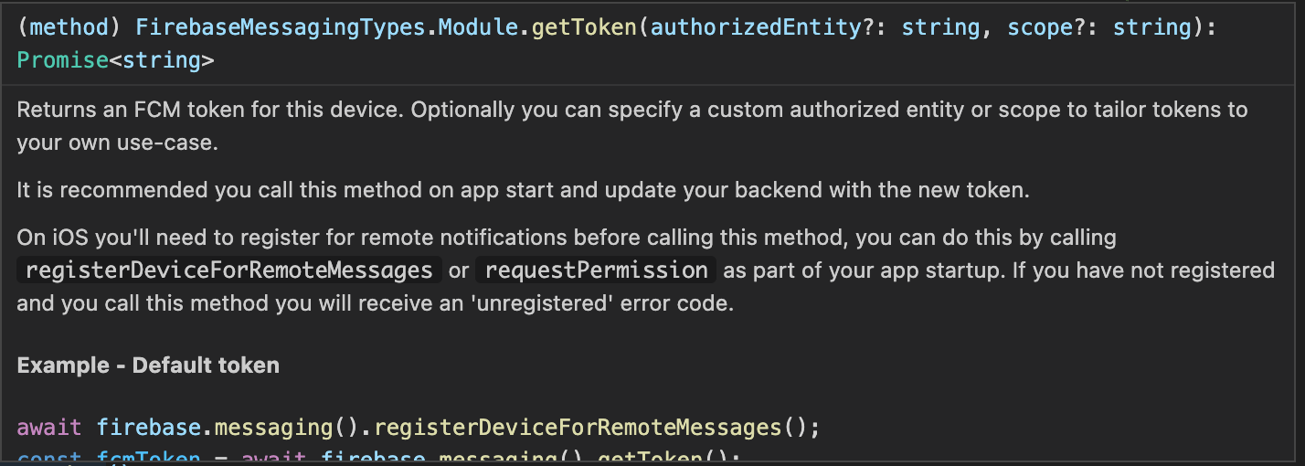 [🐛] Bug RNFBMessagingModule.getToken was called with 0 arguments but expects 2 arguments · Issue ...
