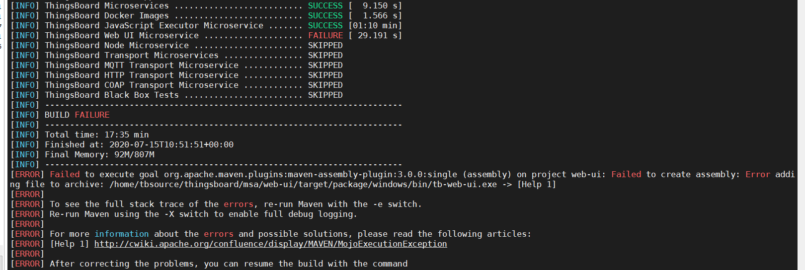 [Question] CANNOT build from source · Issue #3113 · thingsboard/thingsboard · GitHub