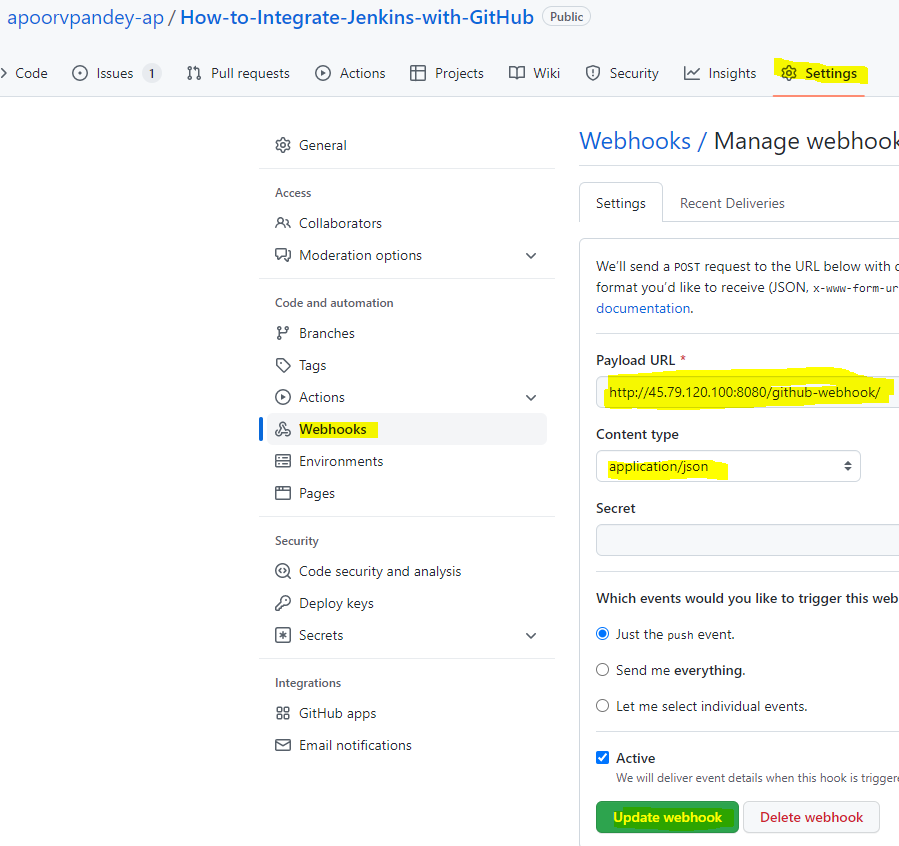 Documentation · Issue #1 · apoorvpandey-ap/How-to-Integrate-Jenkins-with-GitHub · GitHub