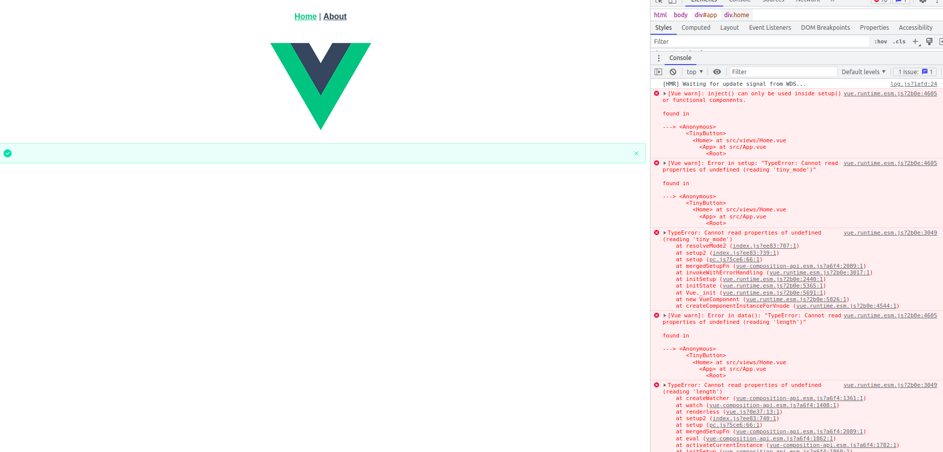 🐛 [Bug]: After initializing the project, the official website button and alert components are ...