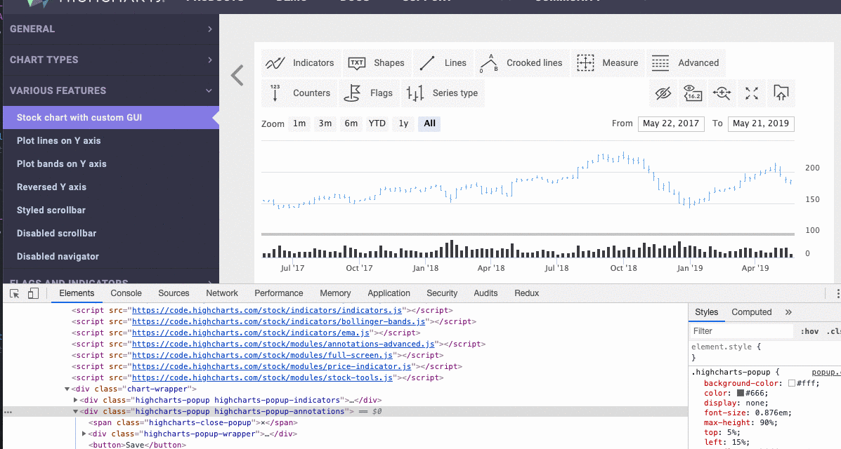 Stock Tools Custom GUI Demo not showing custom Dialogs/Popups · Issue #10788 · highcharts ...