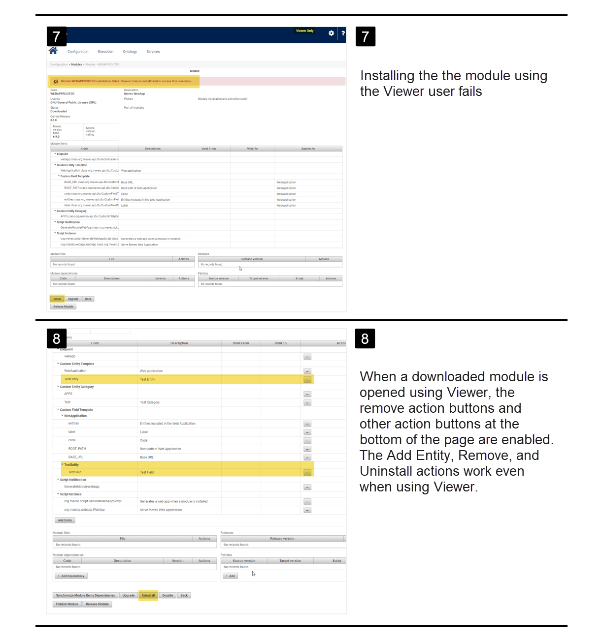 Actions on modules should not be allowed with "Visualisation role" · Issue #329 · meveo-org ...