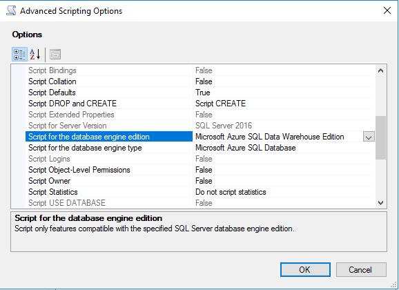 Better script for Azure Data Warehouse than hacking the script · Issue ...