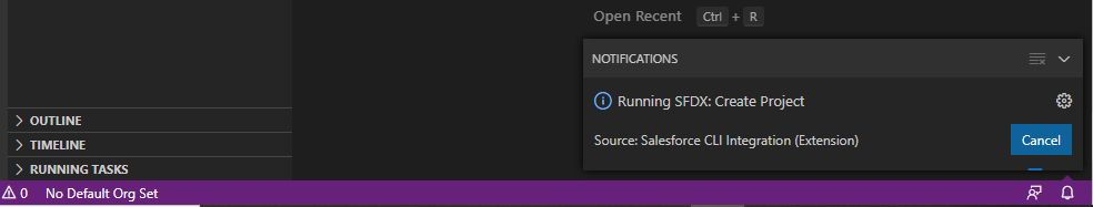 Unable to create Project since Running: SFDX Create Project runs forever · Issue #2385 ...