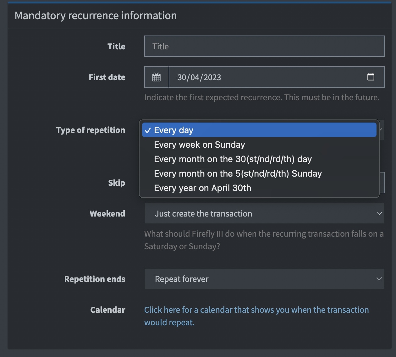 It would be useful to set a recurring transactions for each last day of the months · Issue #7336 ...