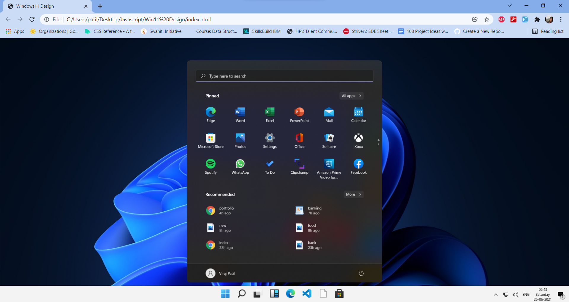 GitHub - vvirajp/Windows-11-Design: This is a clone of Windows 11 Homepage.