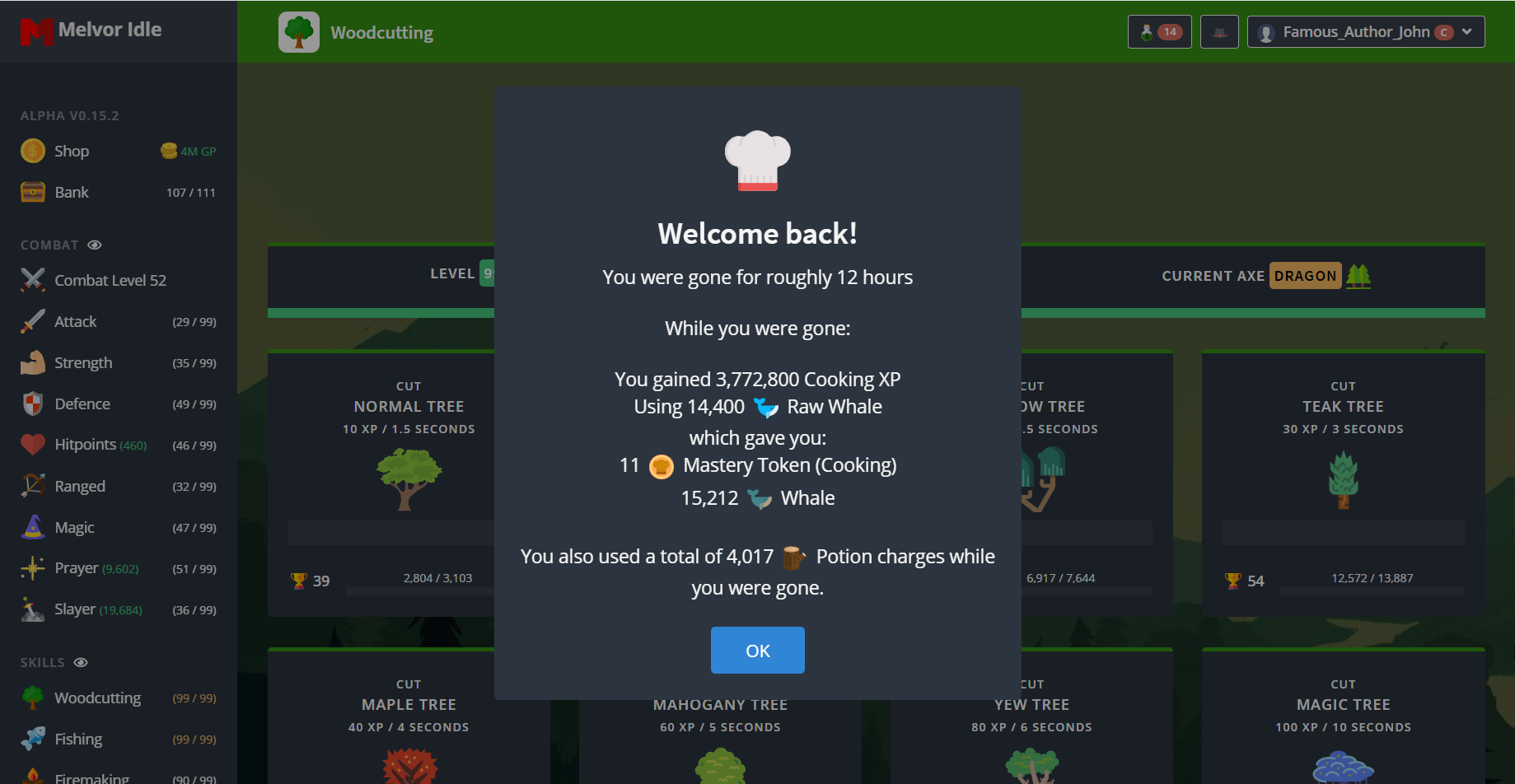 Welcome Back Potion Charge Visual Issue · Issue #280 · MelvorIdle/melvoridle.github.io · GitHub