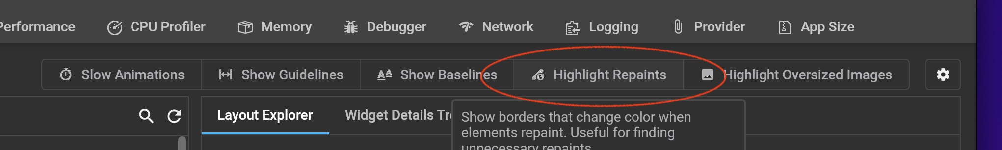 Highlight Repaints is not available in CLI menu · Issue #113648 · flutter/flutter · GitHub