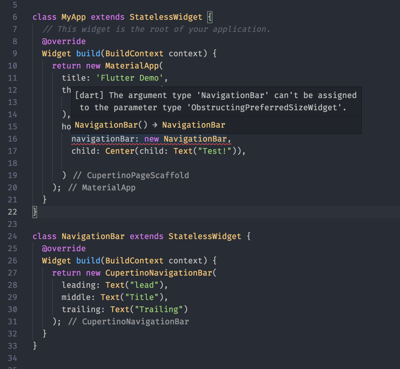 Compartmentalize CupertinoNavigationBar causes error · Issue #18535 ...