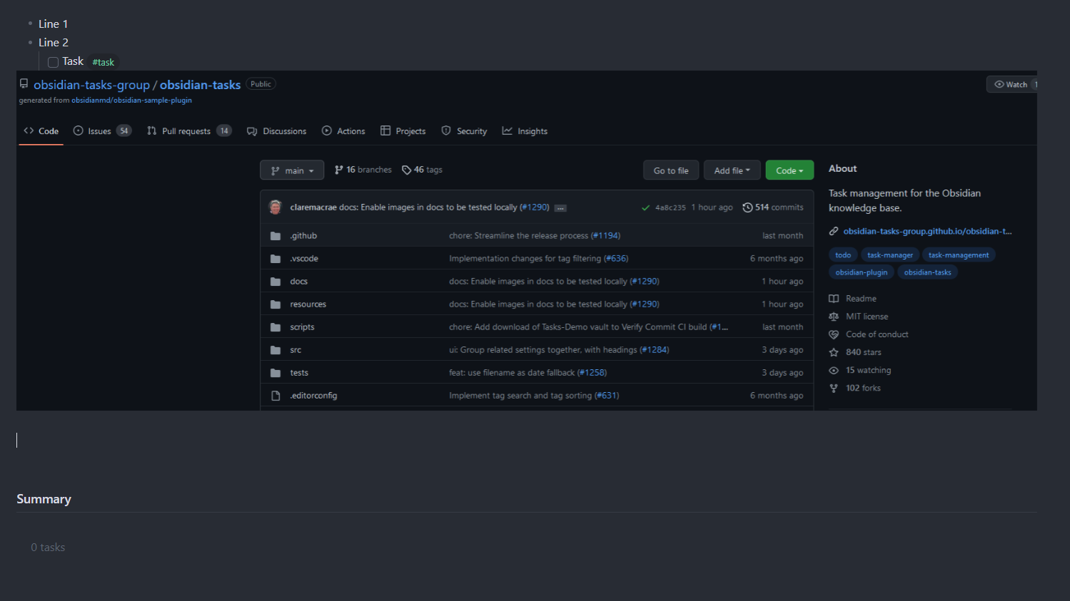 Task tag and image embed link not workking (reason: was a 2-line task, which is not supported ...