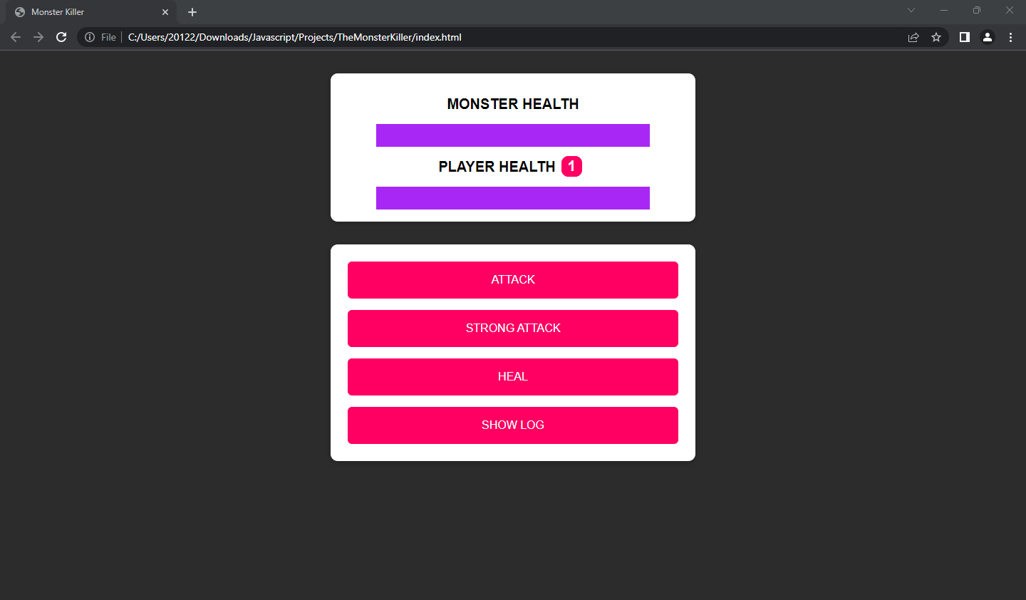 GitHub - PricelessCodes/TheMonsterKiller: Player vs Monster attacking game using Javascript