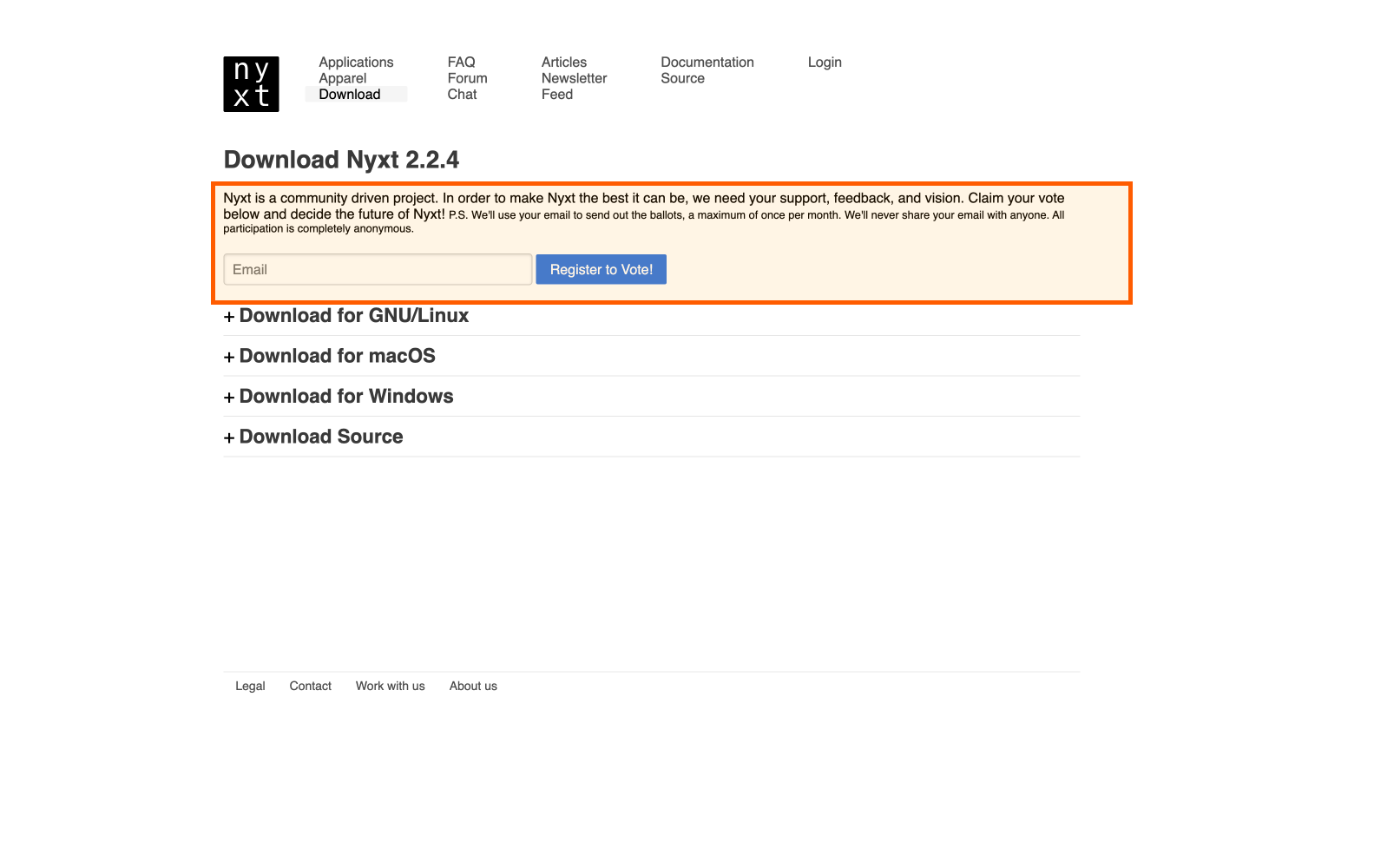 remove voting CTA from download page · Issue #2649 · atlas-engineer/nyxt · GitHub
