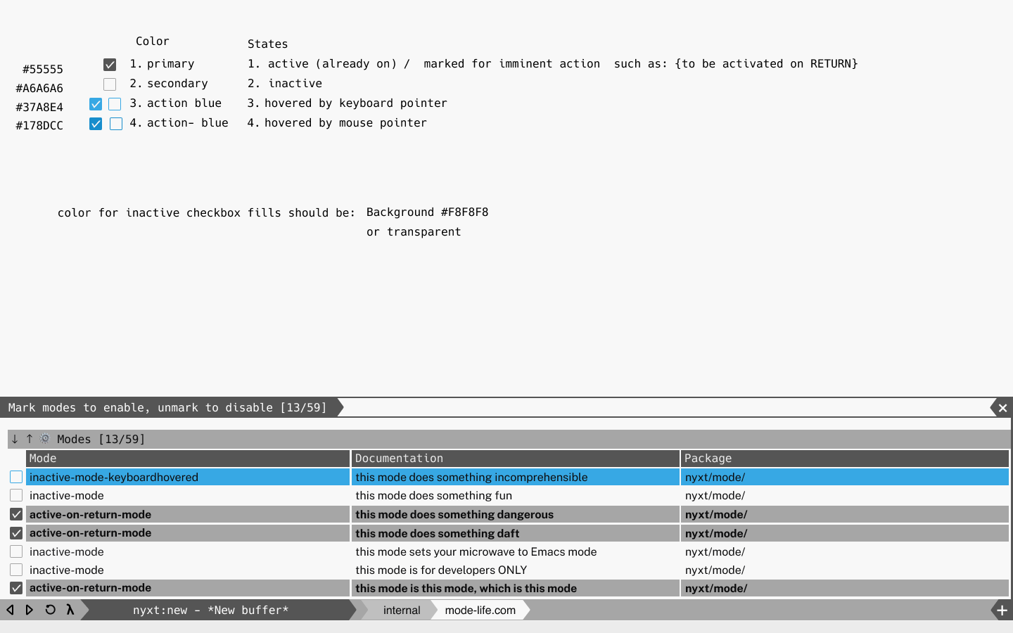 affordances for the toggle-modes menu (checkboxes) · Issue #3134 · atlas-engineer/nyxt · GitHub