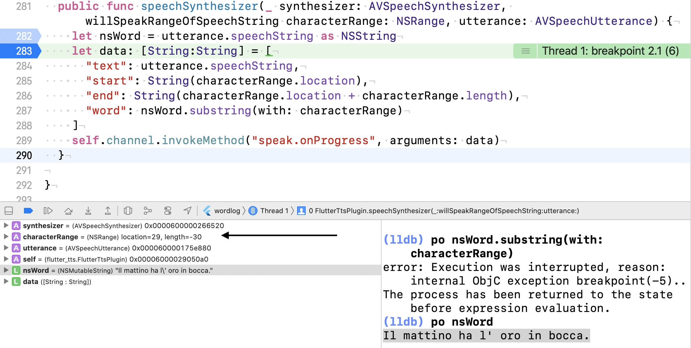 [Mac OS] Crash with Out Of Bound exception · Issue #161 · dlutton/flutter_tts · GitHub