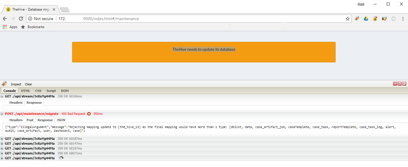 Error During Update Database After Inital Login · Issue 475 · Thehive Project Thehive · Github
