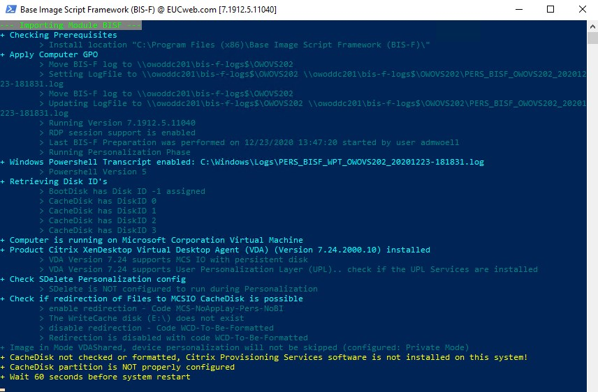 personalization fails if the write-cache drive is not formatted · Issue #302 · EUCweb/BIS-F · GitHub
