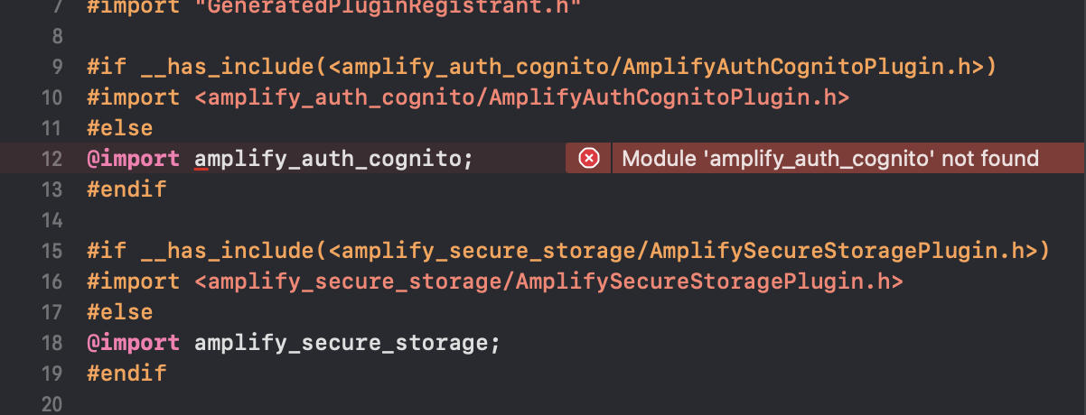 Module 'amplify_auth_cognito' not found on GeneratedPluginRegistrant.m · Issue #3700 · aws ...