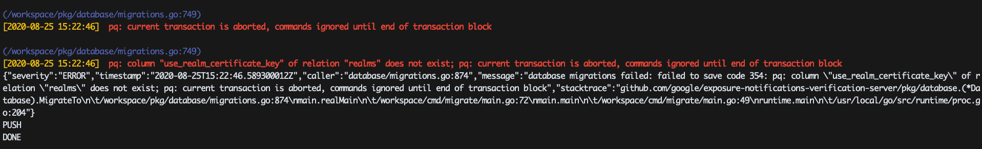 Migration fails after release upgrade · Issue #356 · google/exposure-notifications-verification ...