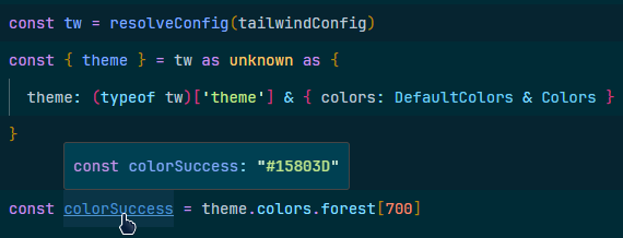 Provide a way to access the extended custom colors in JS/TS ...