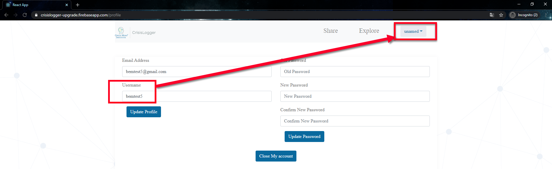 The not valid username is displayed in the menu of the header · Issue ...