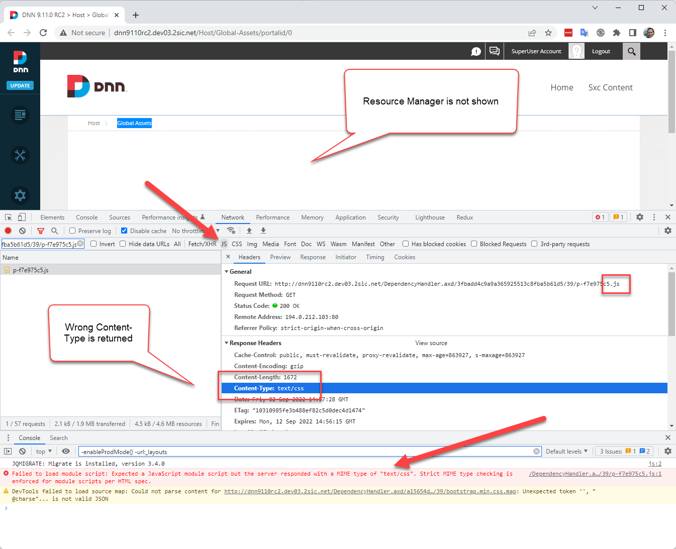 DependencyHandler.axd may return wrong Content-Type (Resource Manager broken in 9.11.0 RC2 ...