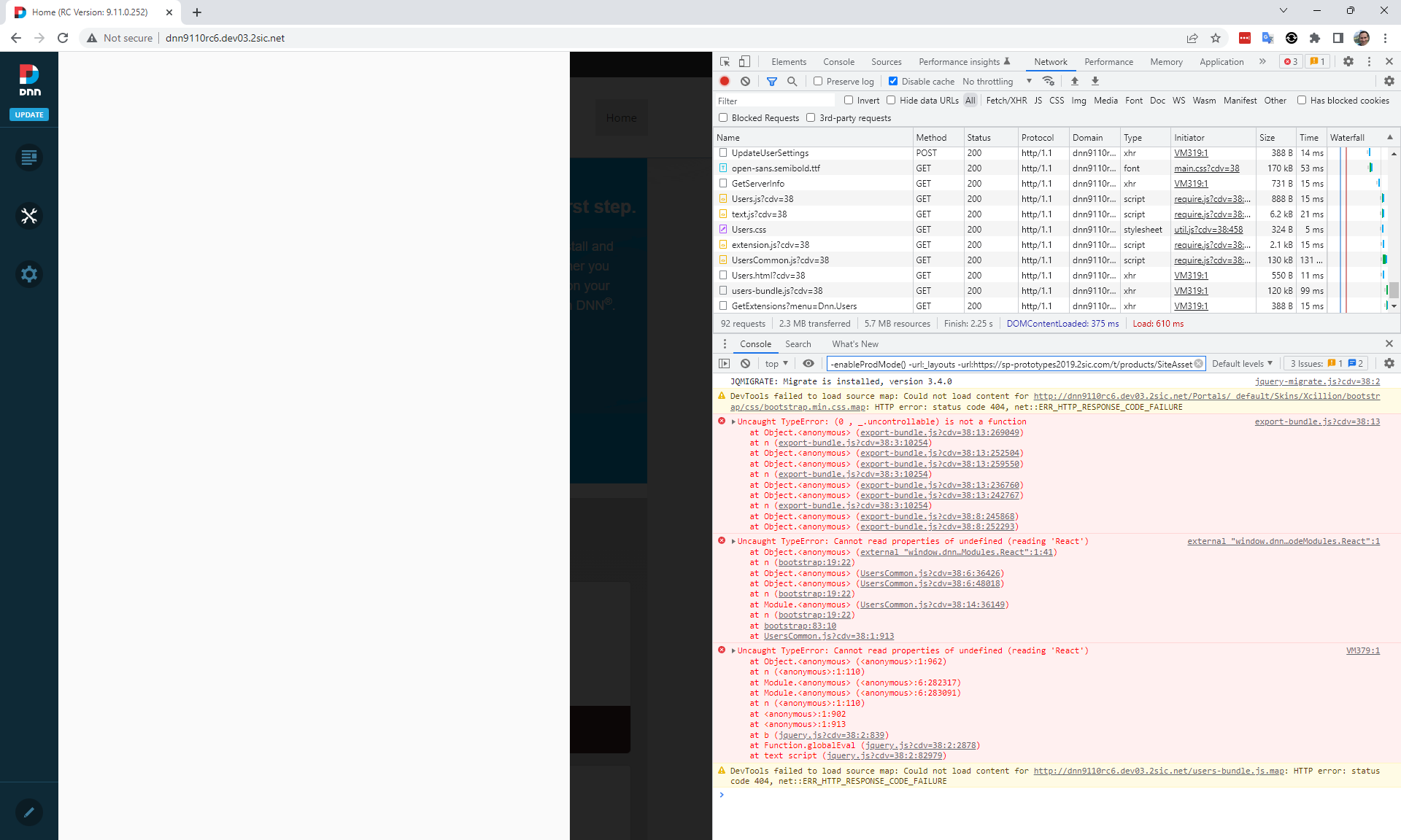 [v9.11.0-rc6] Personabar doesn't show any content · Issue #5300 · dnnsoftware/Dnn.Platform · GitHub