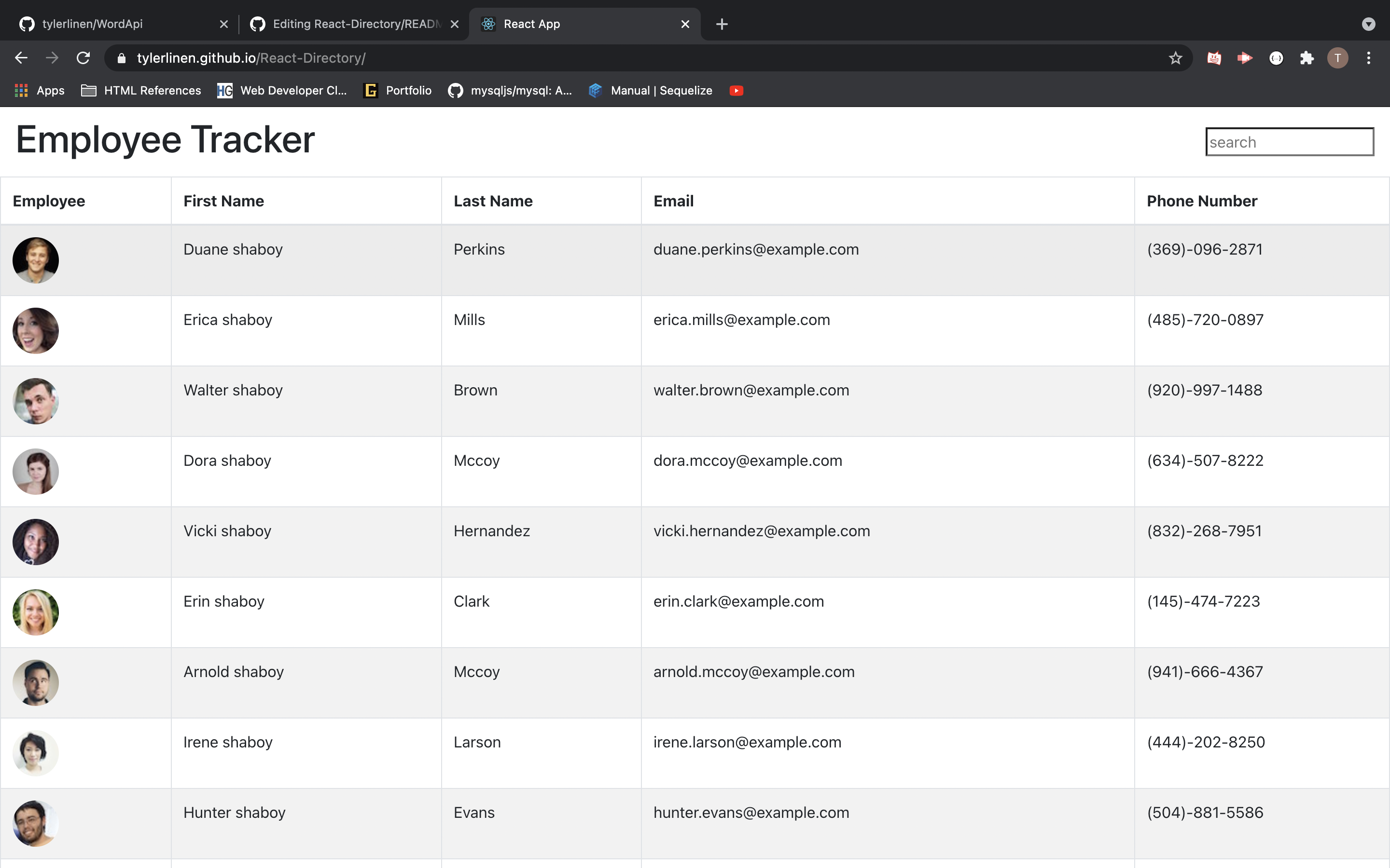 GitHub - tylerlinen/React-Directory