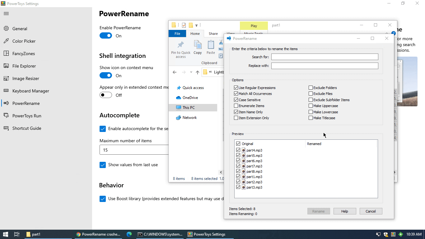 PowerRename crashes explorer.exe simply by typing in "(" - a non-valid regex · Issue #8814 ...