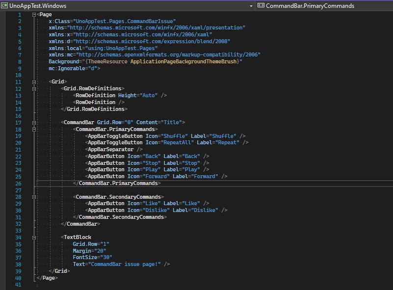 [Droid] `CommandBar` secondary commands flyout doesn't show using `XamlDefaultCommandBar ...