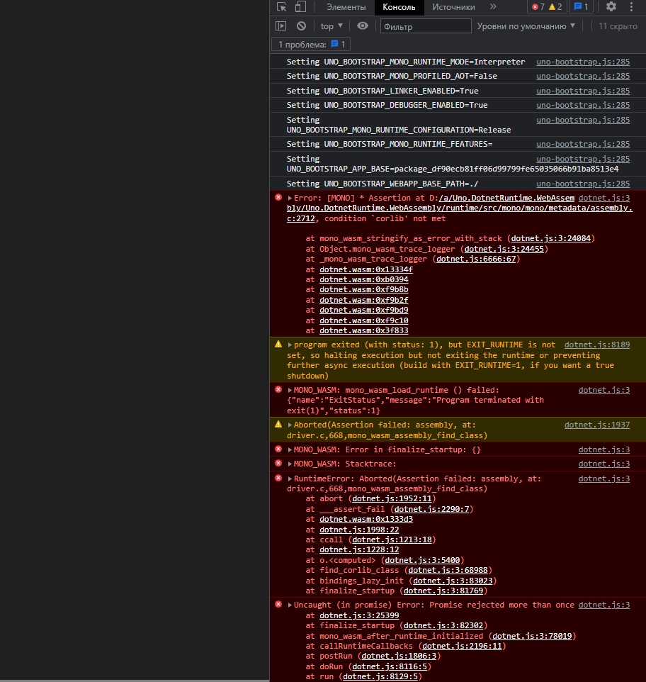 [WASM] Fails to start with error condition `corlib' not met · unoplatform uno · Discussion #9830 ...