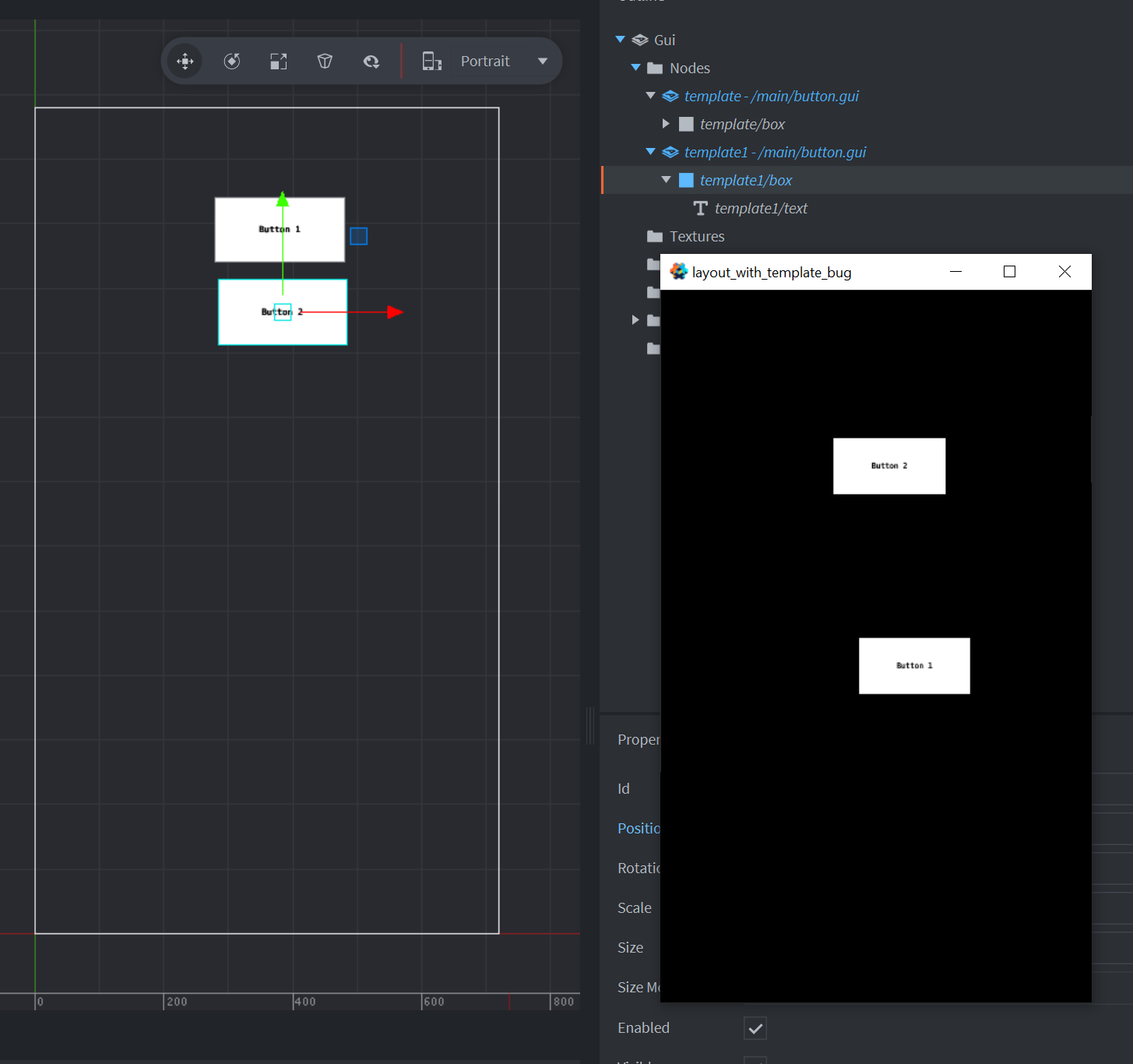 The GUI template location is not applied when changing the layout if there has been no change in ...