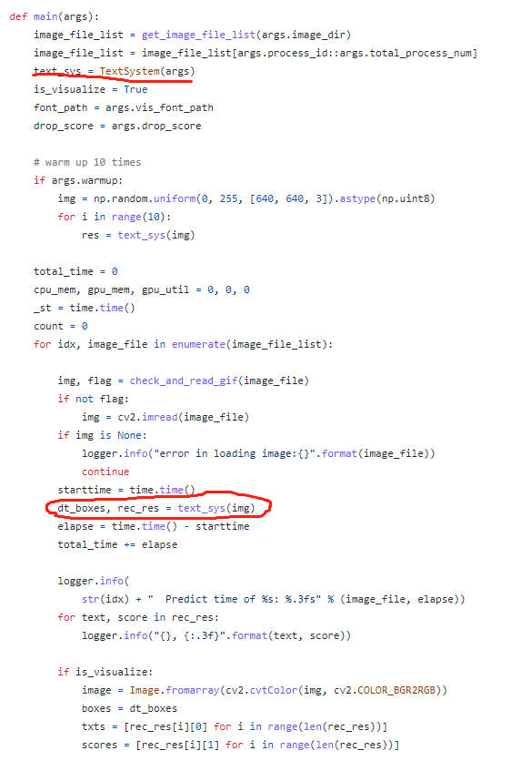 ./tools/infer/predict_system.py程序中dt_boxes, rec_res = text_sys(img) 耗时多，有没有什么优化方案？ · Issue #4069 ...