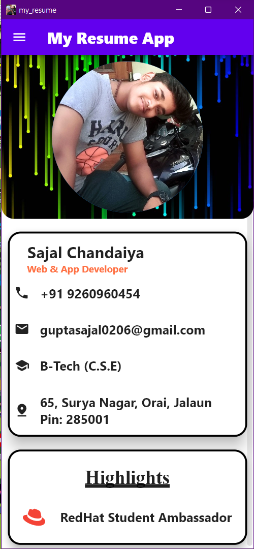GitHub - sajal0206/flutter_resume: ### Resume app code using flutter and dart