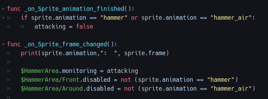 Emit `AnimatedSprite.frame_changed` when switching animation, NOT just ...