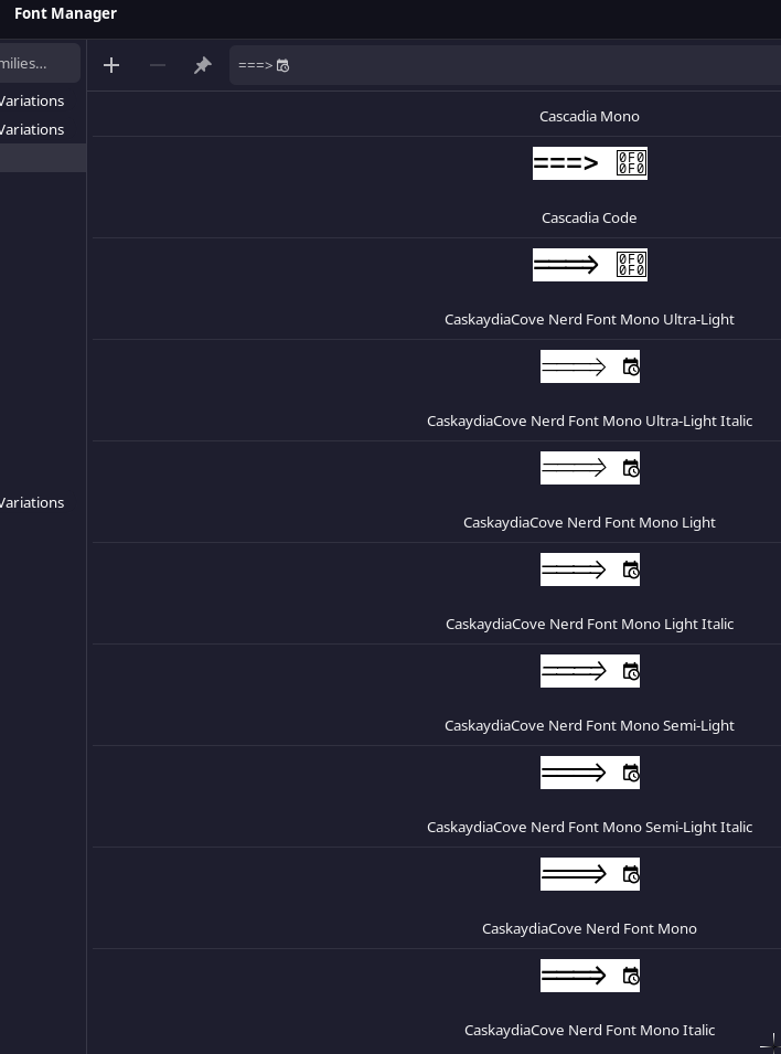 CaskaydiaCove Nerd Font Mono adds ligatures · Issue #1341 · ryanoasis/nerd-fonts · GitHub