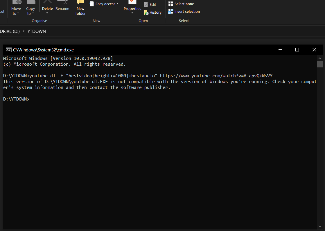 Getting error of "unsupported 16 bit application" · Issue #28954 · ytdl-org/youtube-dl · GitHub